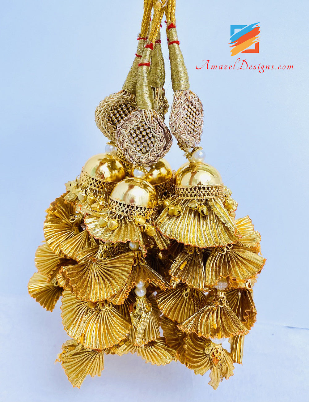 Golden Pakhi Ghungroo Crystal Paranda – Amazel Designs