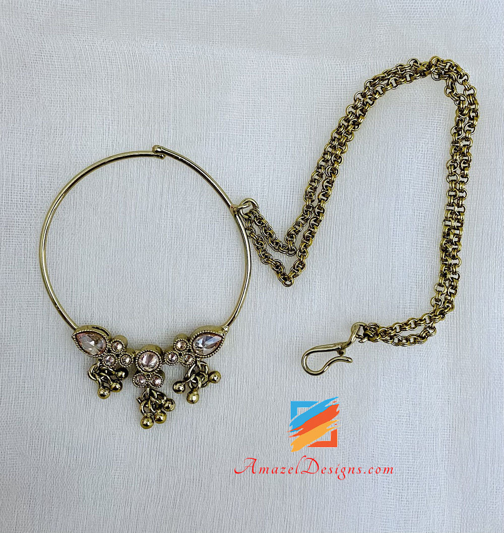 Large Polki Nath With Chain – Amazel Designs