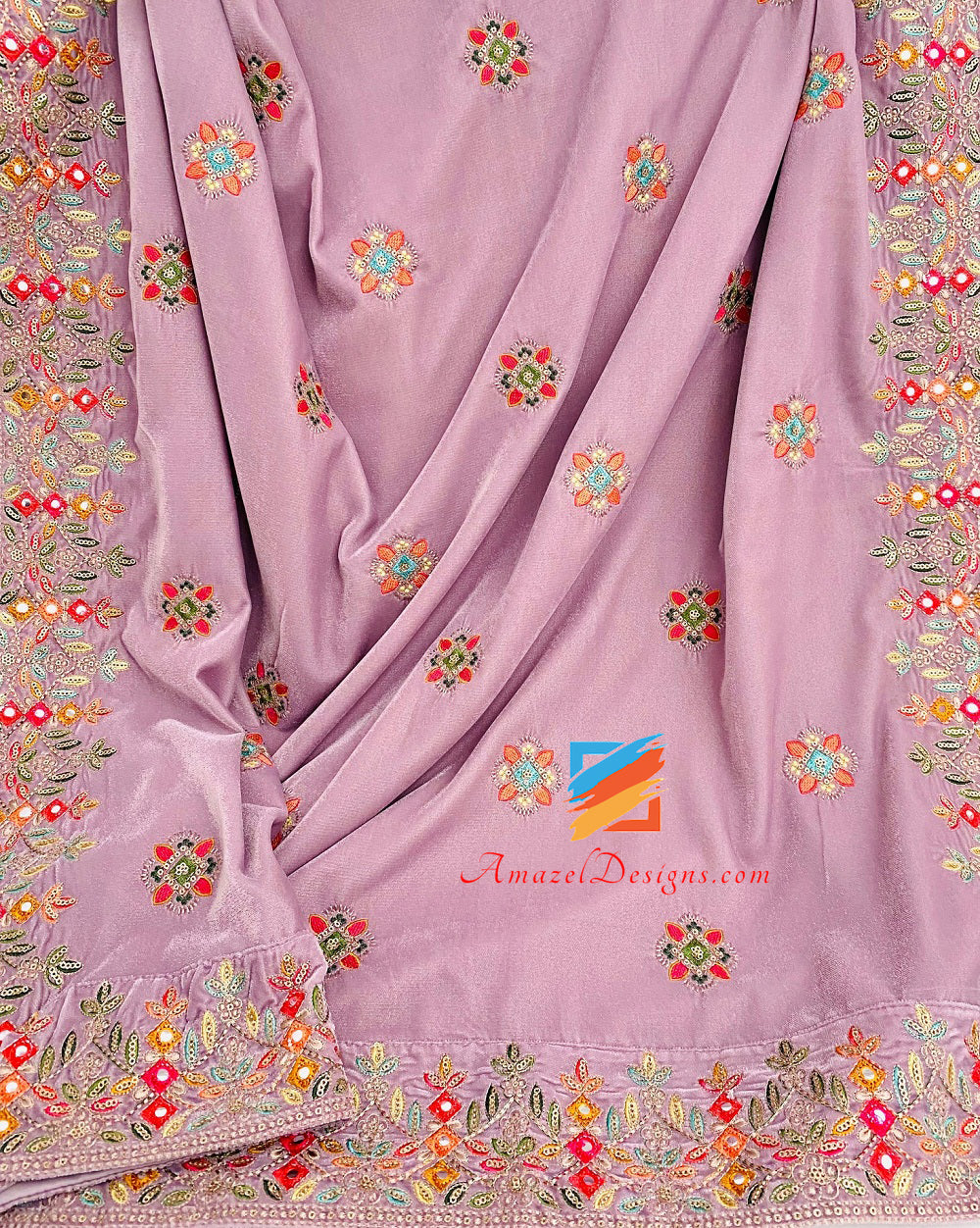 Light Purple Thread Tilla Mirror Velvet Shawl – Amazel Designs