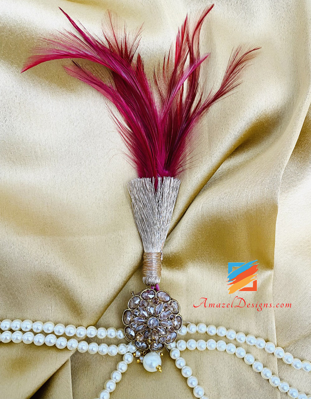 Maroon Polki Mala Kalgi – Amazel Designs