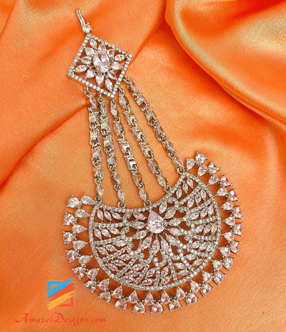 Silver American Diamond Jhumer Passa – Amazel Designs